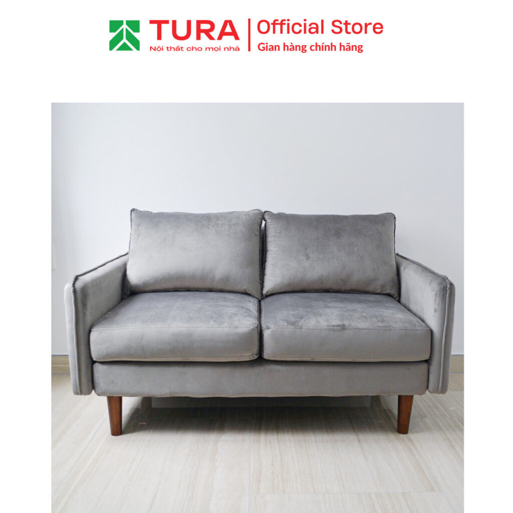 Ghế Sofa Đôi Vải Nhung Loveseat - Xám - TR-909-3 - TURA - Nội thất cho mọi nhà